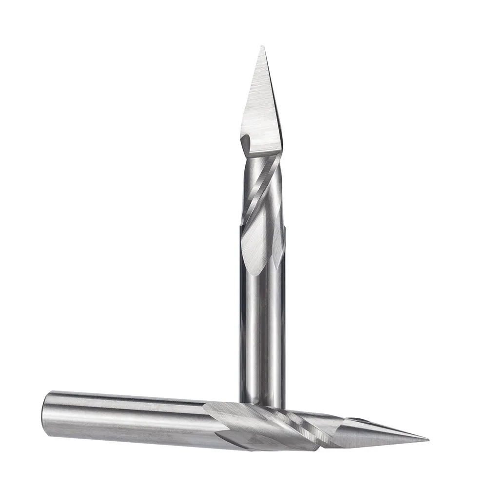 CNC Router Bit 6mm 2 Flute Spiral Pyramid Engraving Bits