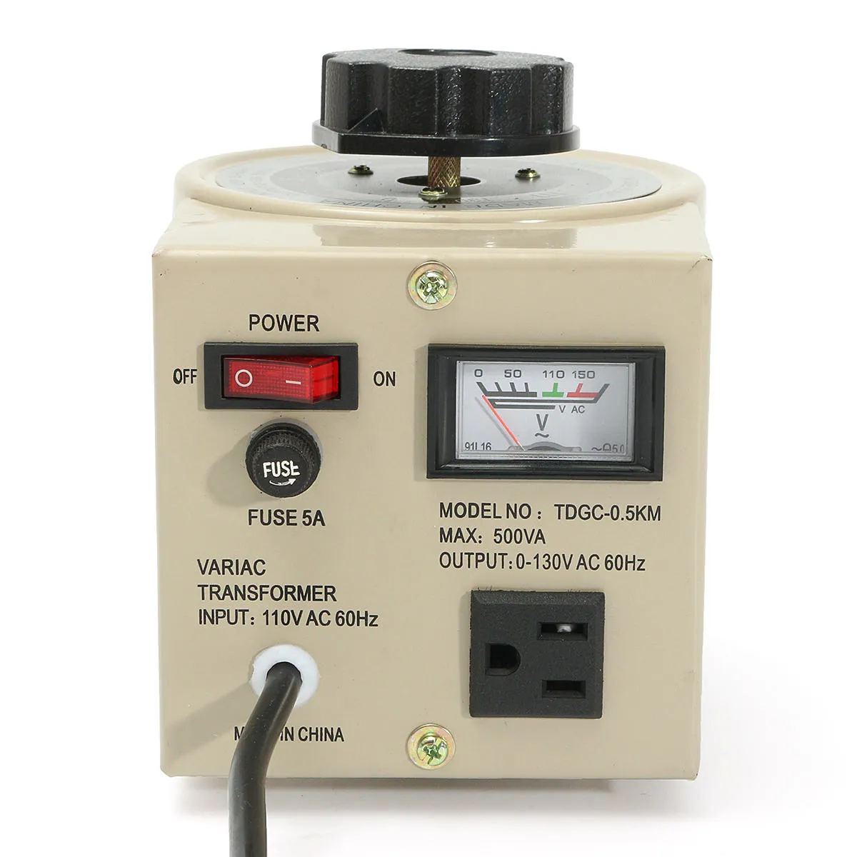 TDGC-0.5KVA 500VA Variac 0-130V AC Transformer Voltage Regulator In Pakistan