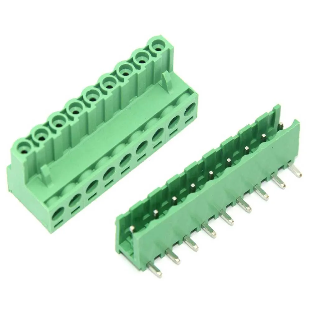 10 Pin Connector PCB Mount Right Angle Bent Screw Terminal