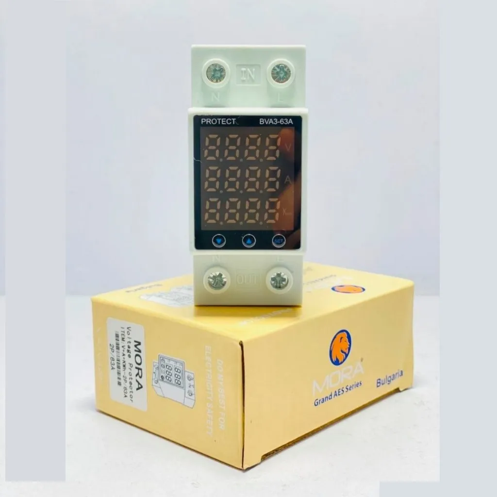 MORA 63A OVER AND UNDER VOLTAGE AND CURRENT PROTECTION RELAY with KWH 3 ...